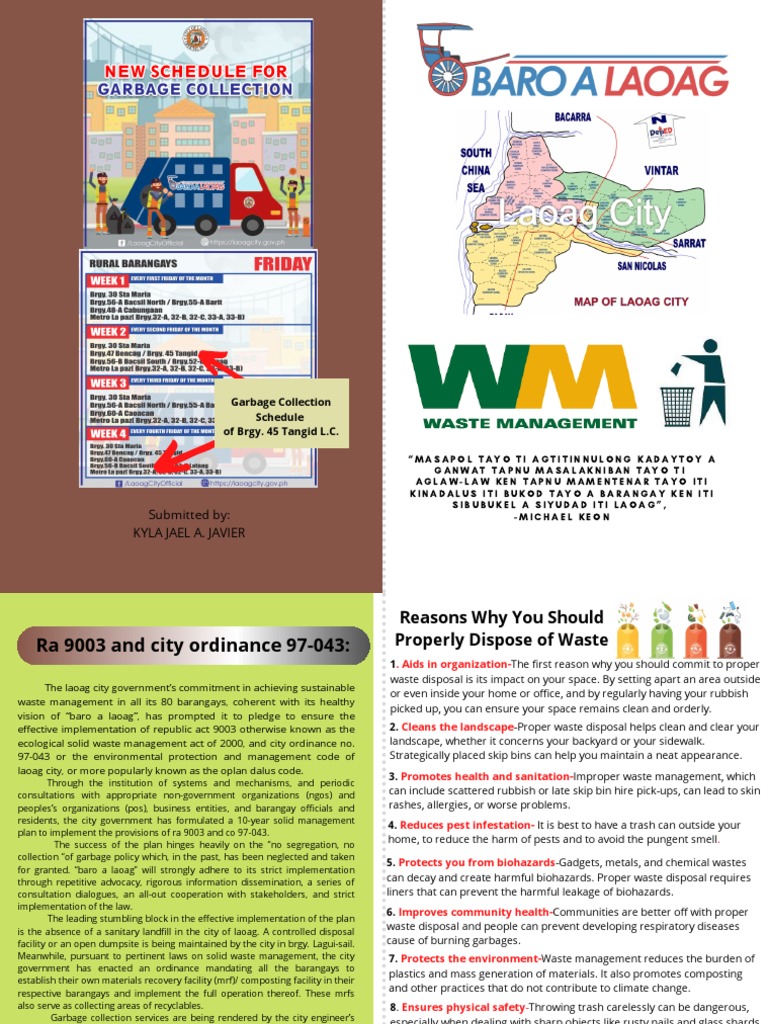 Submitted By: Kyla Jael A. Javier: Garbage Collection Schedule of Brgy ...