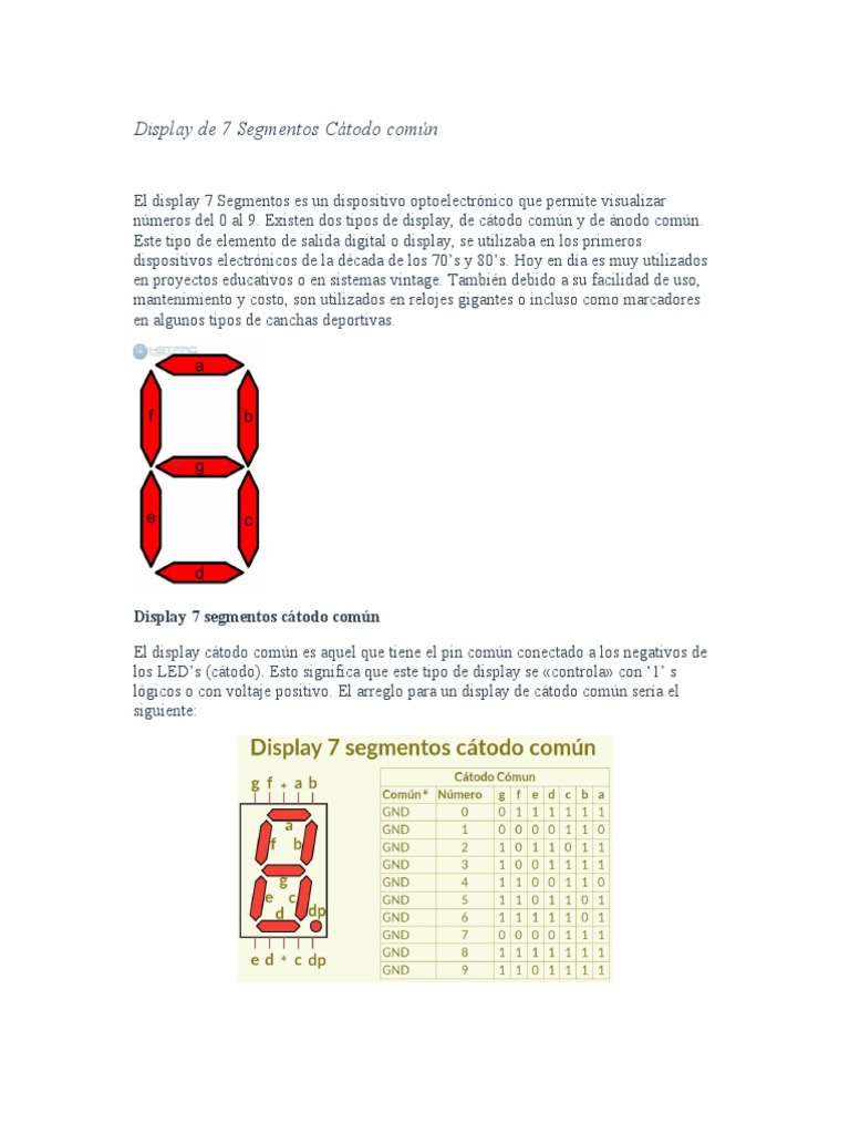 Conexión de Display 7 Segmentos Cátodo Común | PDF