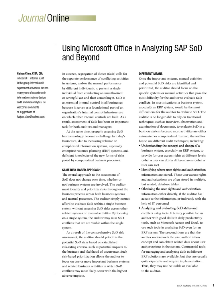 Sod-Analyze Using MS Excel | PDF | Microsoft Access | Enterprise ...