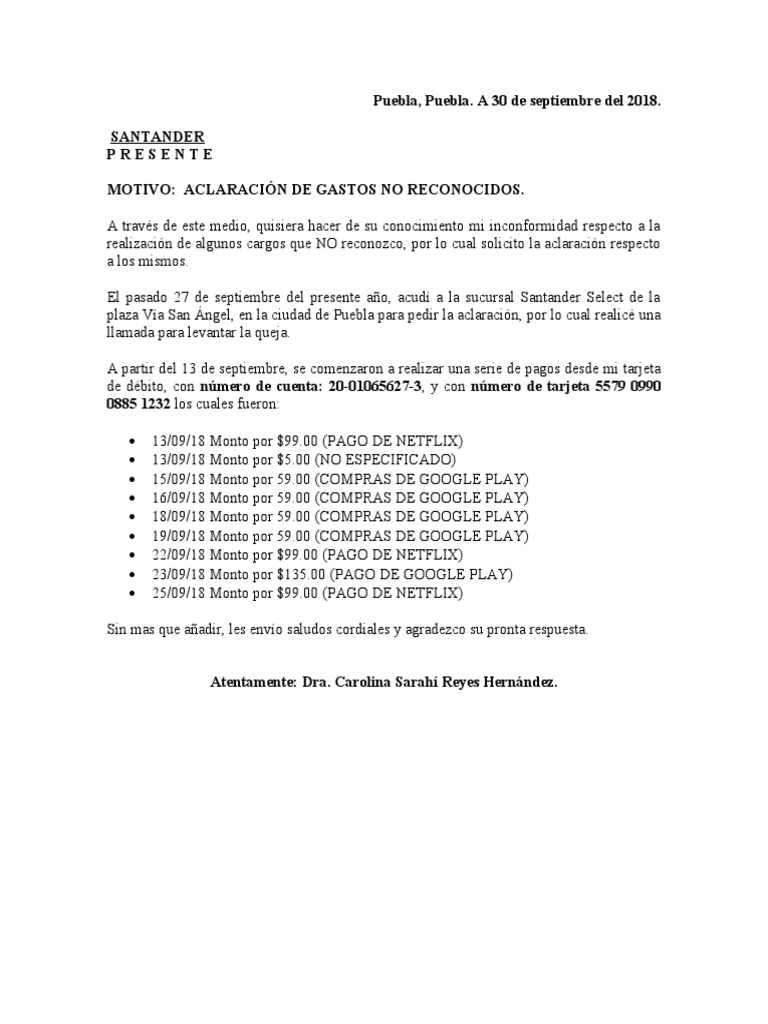 Carta Santander | PDF