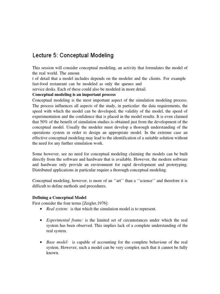 Lecture 5 - Conceptual Modelling | PDF | Conceptual Model | Computer Simulation