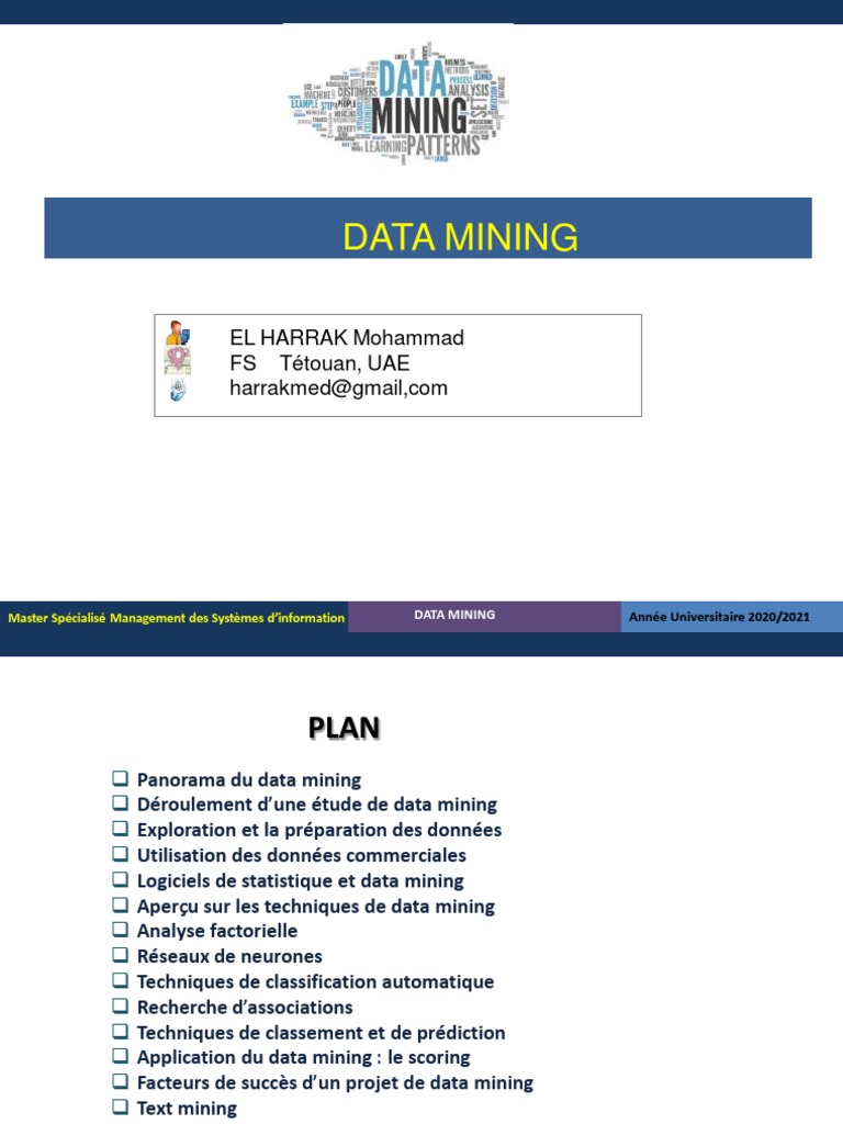 Cours Data Mining - Seance 1 | PDF | Minage des données | Système d'information