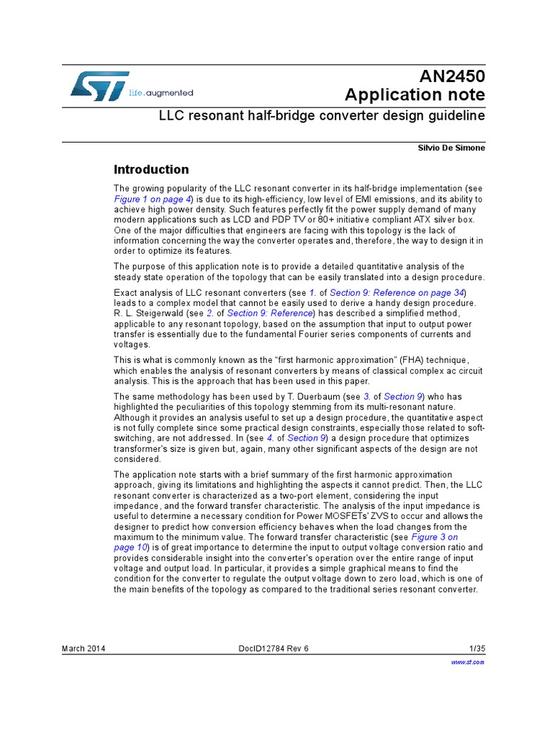 AN2450 Application Note: LLC Resonant Half-Bridge Converter Design ...