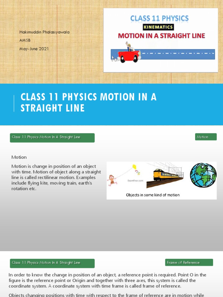 Class 11 CHAPTER-3 Physics Motion in A Straight Line | PDF | Velocity ...