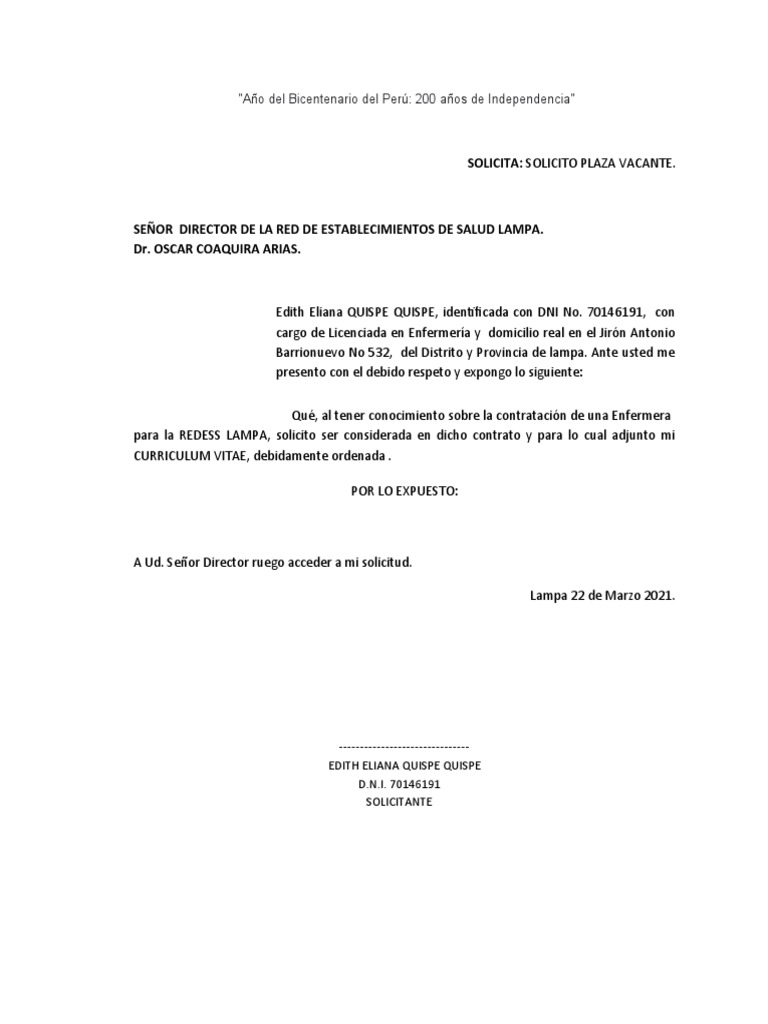 Solicitud Plazas | Carta de Solicitud de Trabajo para Descargar – HDUCXY