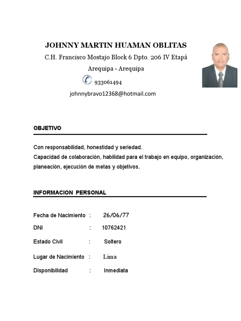 Curriculum Johnny | Descargar gratis PDF | Business