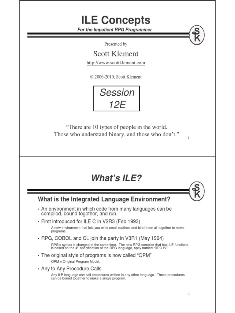 ILE Concepts (For The Impatient RPG Programmer) | PDF | Subroutine | Ibm Rpg