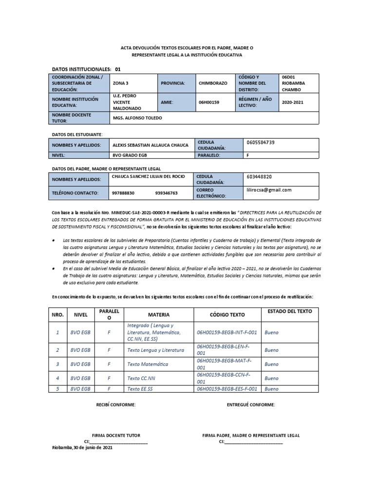 Devolución de Textos Escolares | PDF | Unión Europea | Science