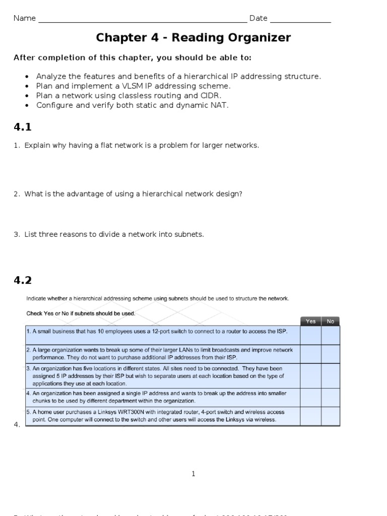 CHP 4 Reading Organizer - Student Version | PDF | Ip Address ...