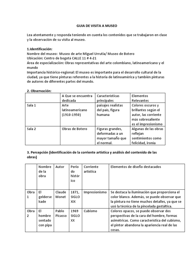 Guía de Visita al Museo de Arte Urrutia | PDF | Impresionismo | Pinturas