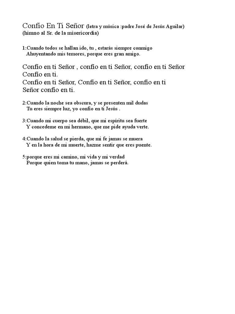 Confio en Ti SR Letra | PDF