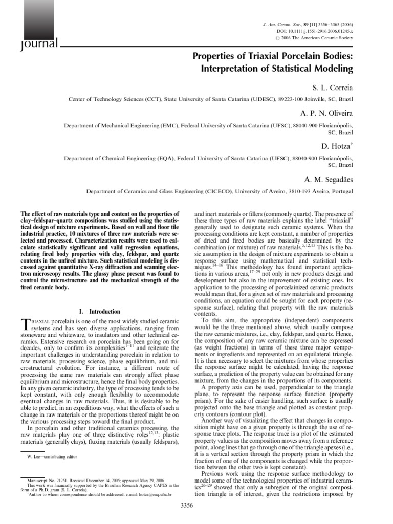 Properties of Triaxial Porcelain Bodies | PDF | Ceramics | Porosity
