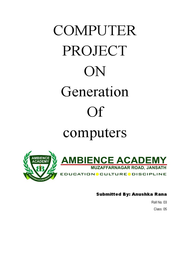 Computer Project ON Generation of Computers: (Document Title ...