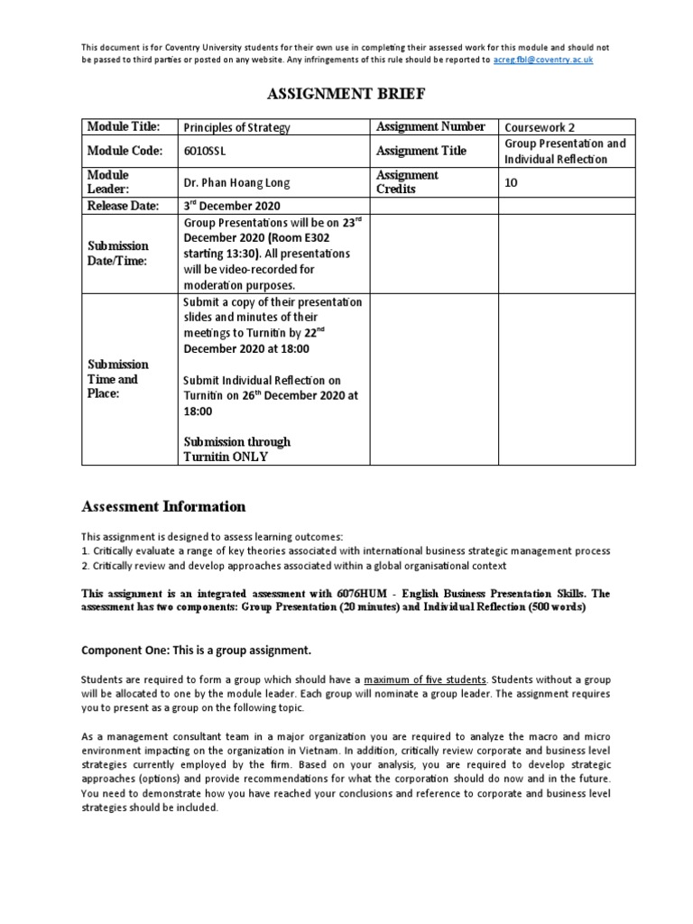 Assignment Brief: RD RD | PDF | Turnitin | Plagiarism