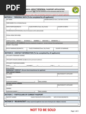 Jamaican Passport Application Form