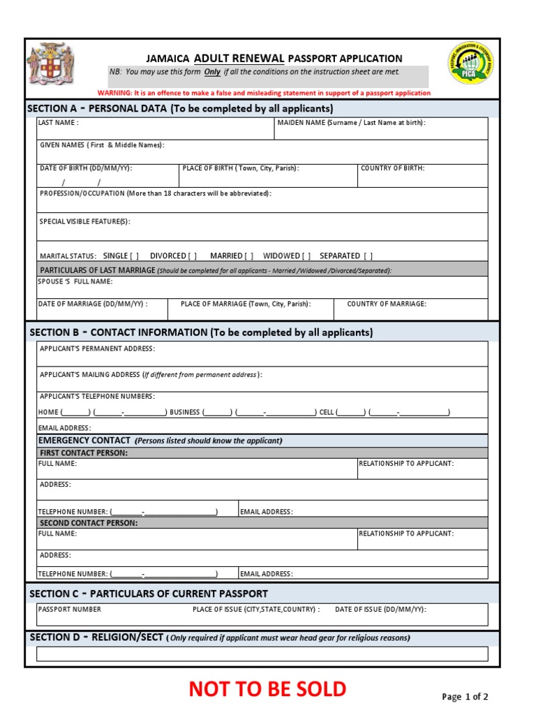 Passport - Adult Renewal Form (Simplified) | PDF | Marriage ...