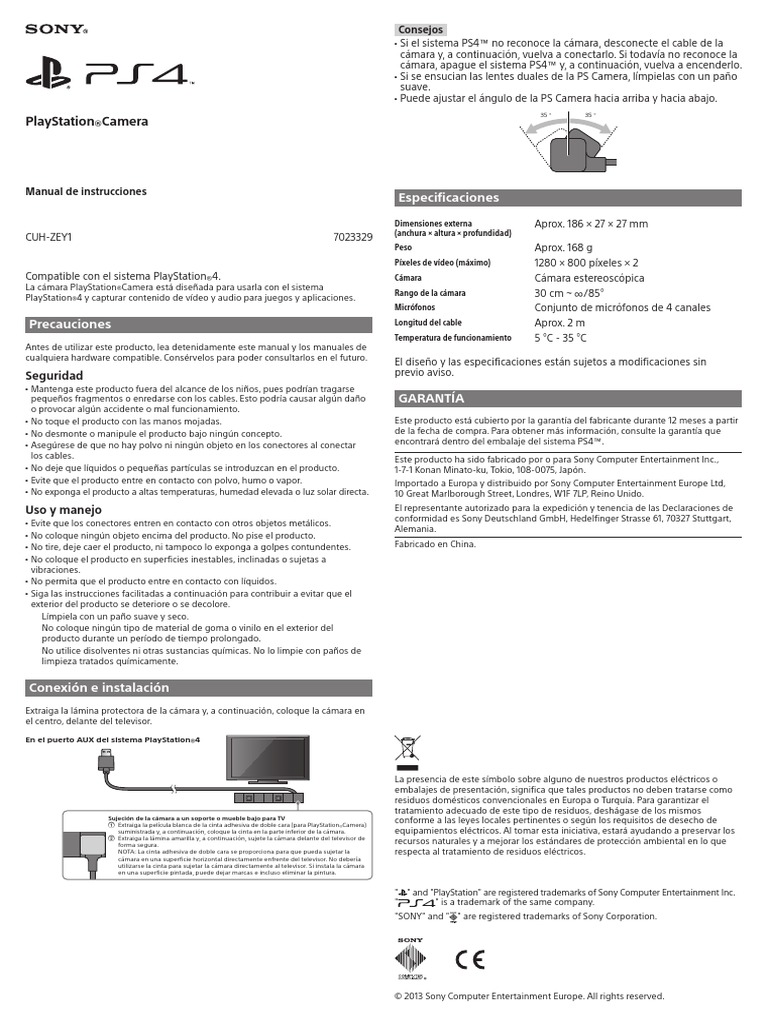PS Camera PS4 Manual | PDF | Residuos | Informática y tecnología de la ...