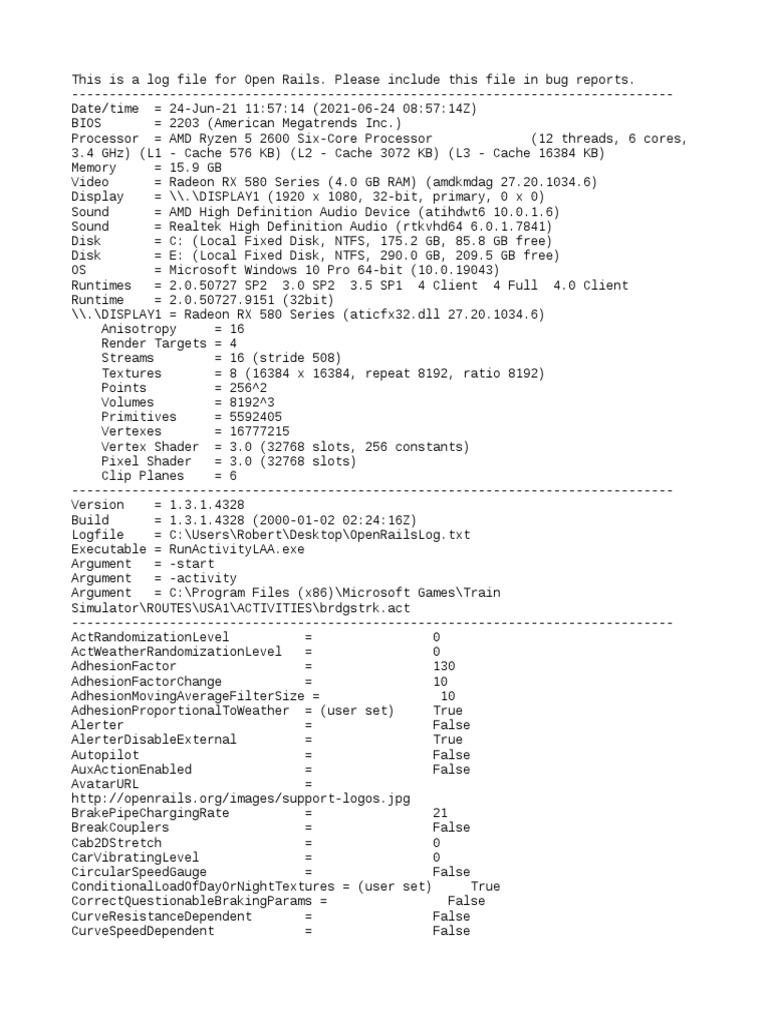 Open Rails Log | PDF | Cpu Cache | Ibm Pc Compatibles
