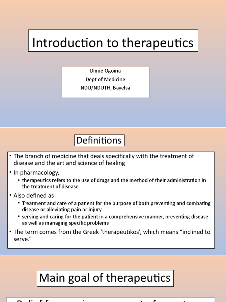 Introduction To Therapeutics | PDF