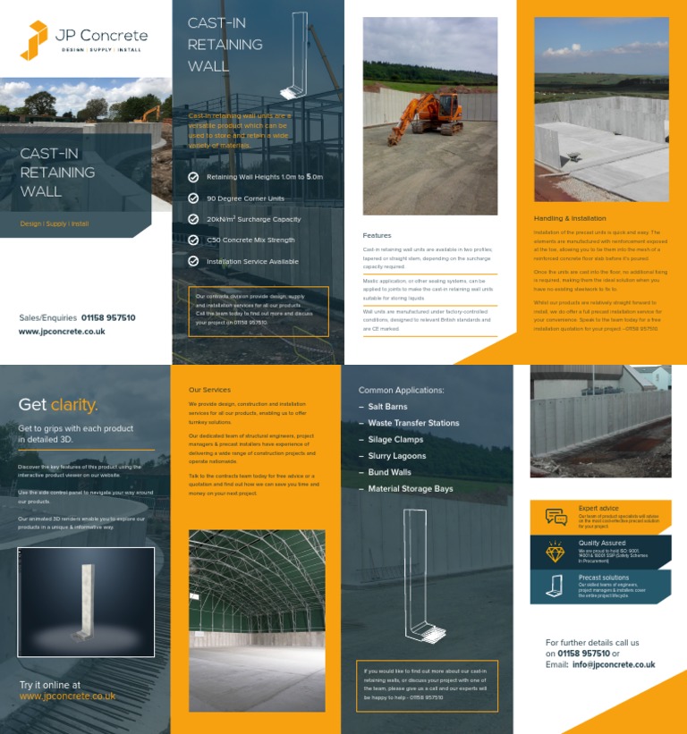 JP Concrete Cast in Retaining Wall Brochure Web | PDF | Precast ...
