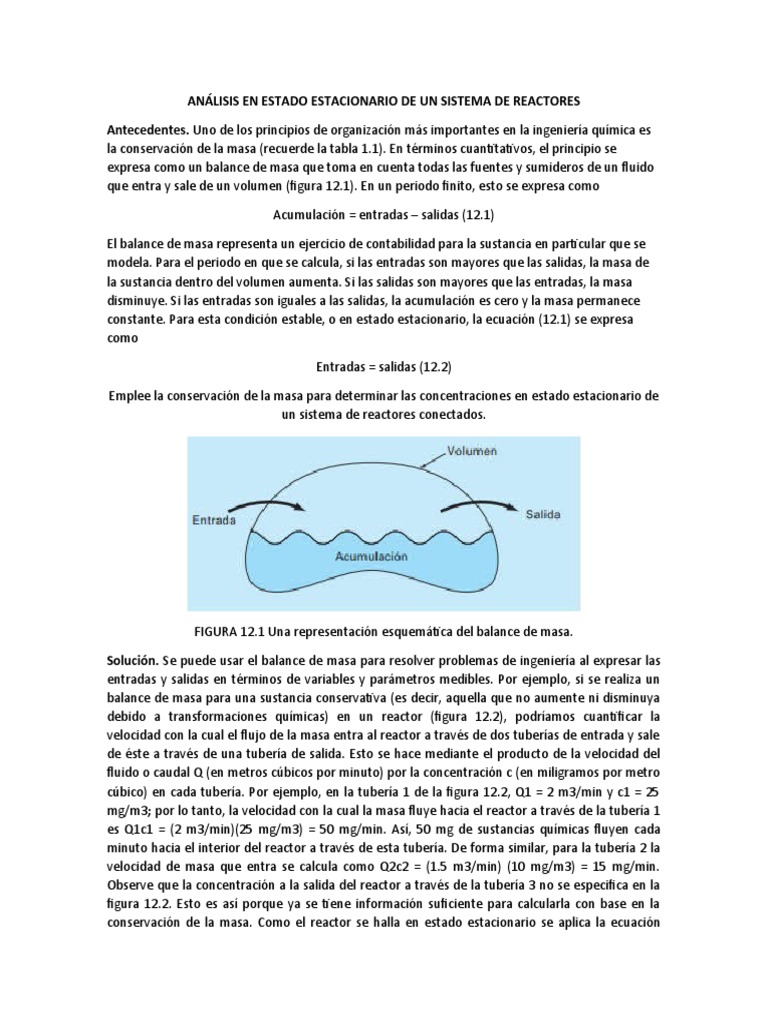 Análisis en Estado Estacionario de Un Sistema de Reactores | PDF | Reactor Quimico | Motor a ...