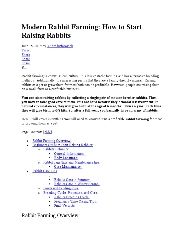 Modern Rabbit Farming: How To Start Raising Rabbits | PDF | Rabbit | Foods