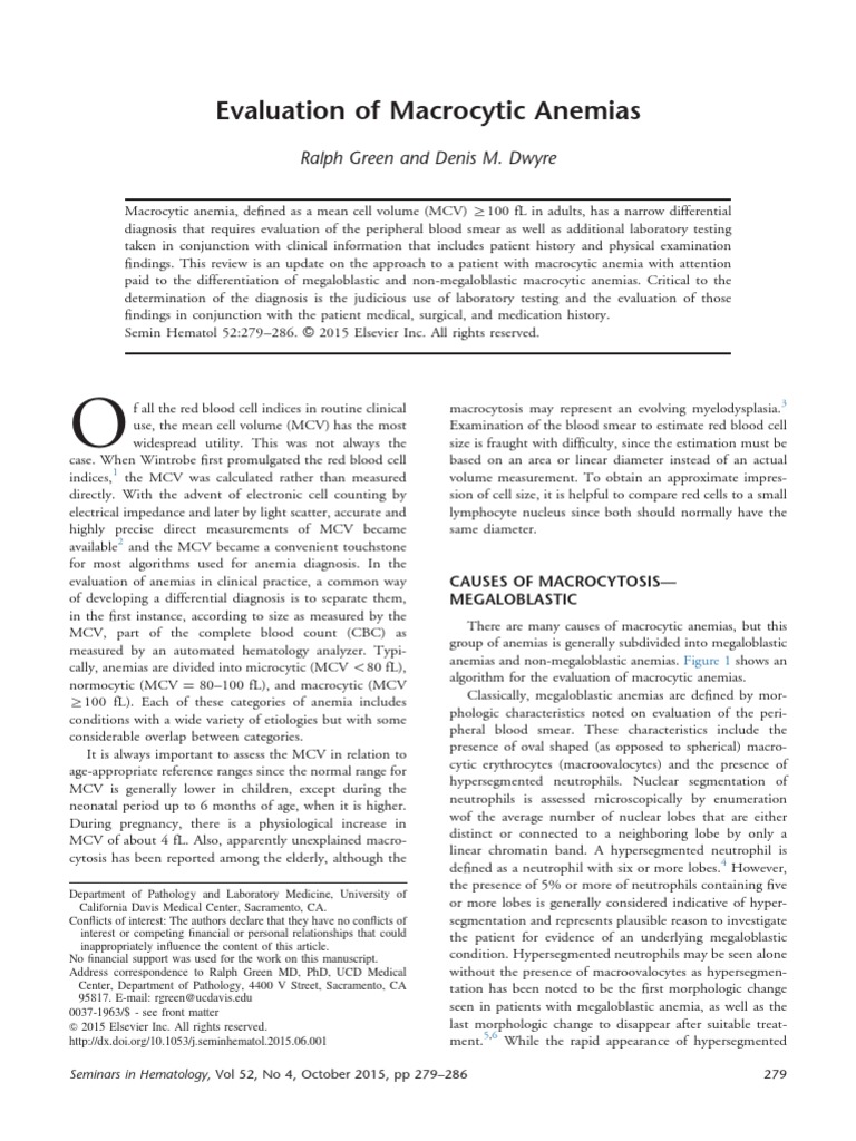 Evaluation of Macrocytic Anemias | PDF | Anemia | Vitamin B12