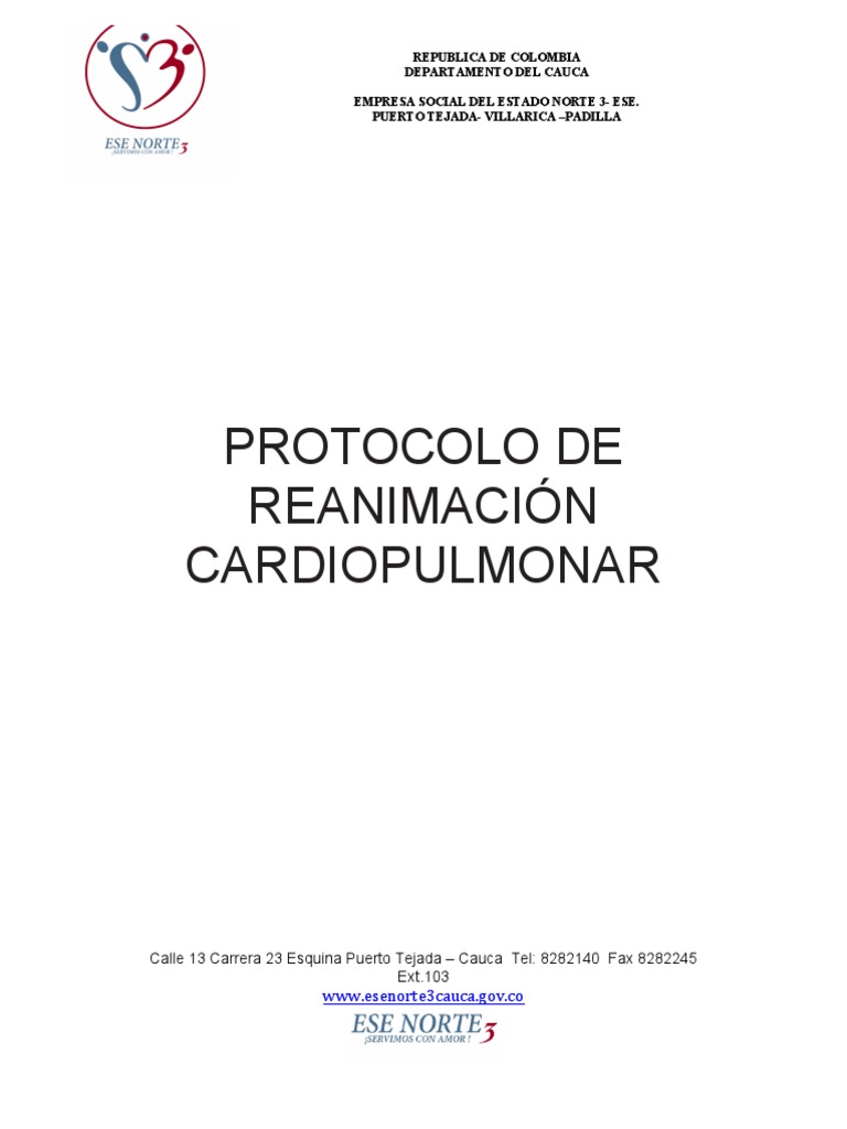 Protocolo RCP Estandarizado Cauca | PDF | Reanimación cardiopulmonar ...