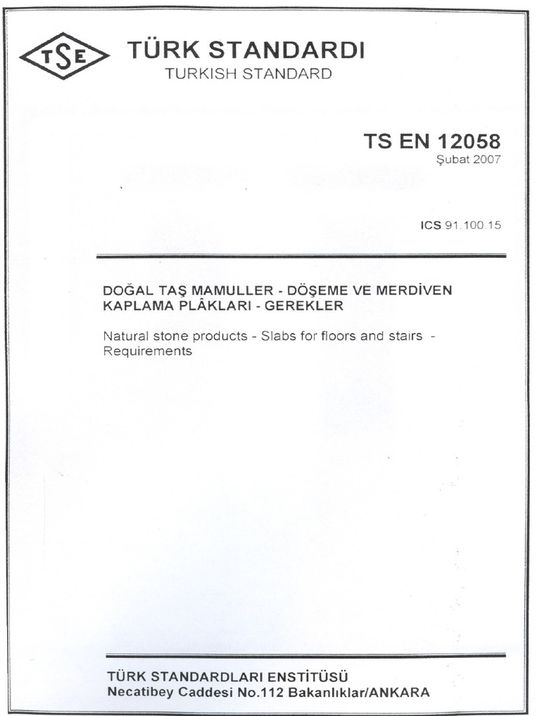 TS EN 12058 (G) - Doğal Taş Mamuller - Döşeme Ve Merdiven Kaplama ...