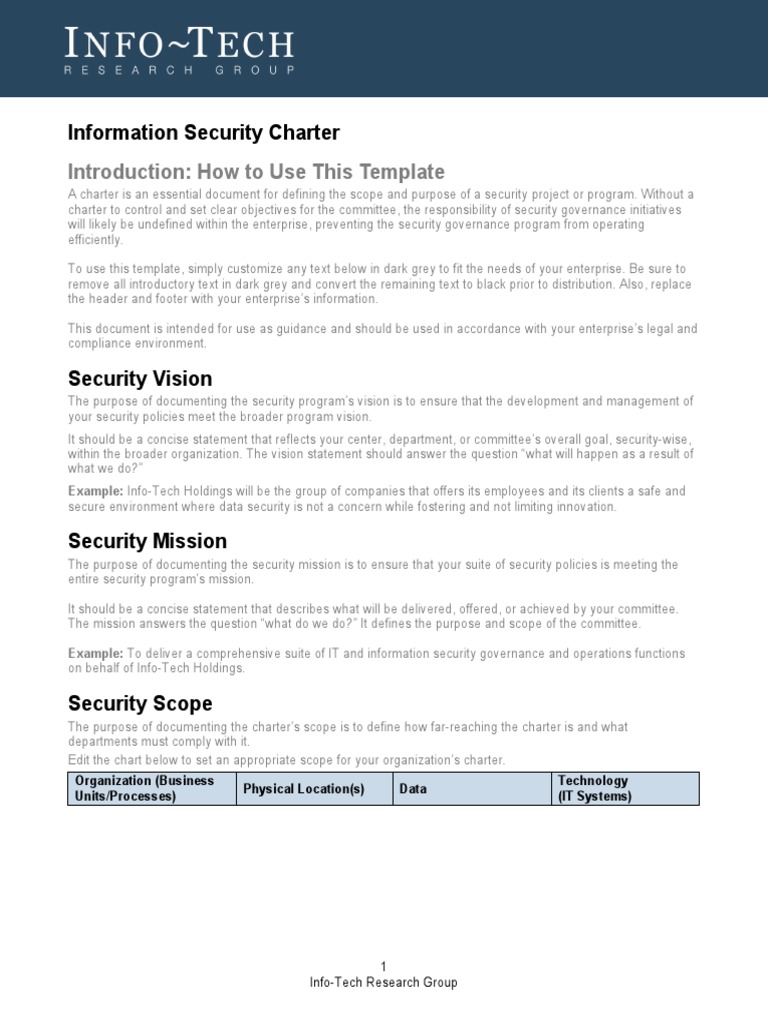 Introduction: How To Use This Template: Information Security Charter ...