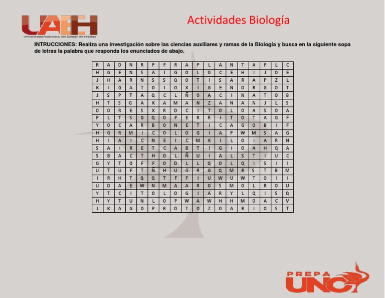 Actividades y Sopa de Letras de Biología | PDF