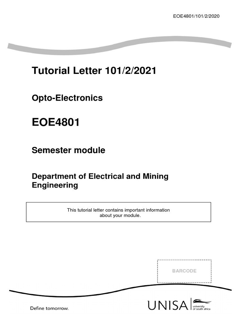 Tutorial Letter 101/2/2021: Opto-Electronics | PDF | Optical Fiber ...