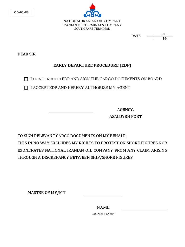 Early Departure Procedure (Edp) | PDF