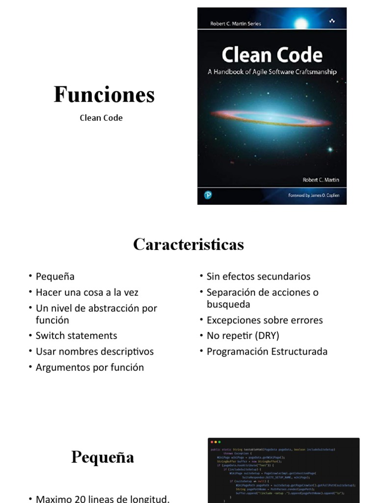 Guía de Funciones en Clean Code | PDF | Ingeniería de software | Ciencias de la Computación