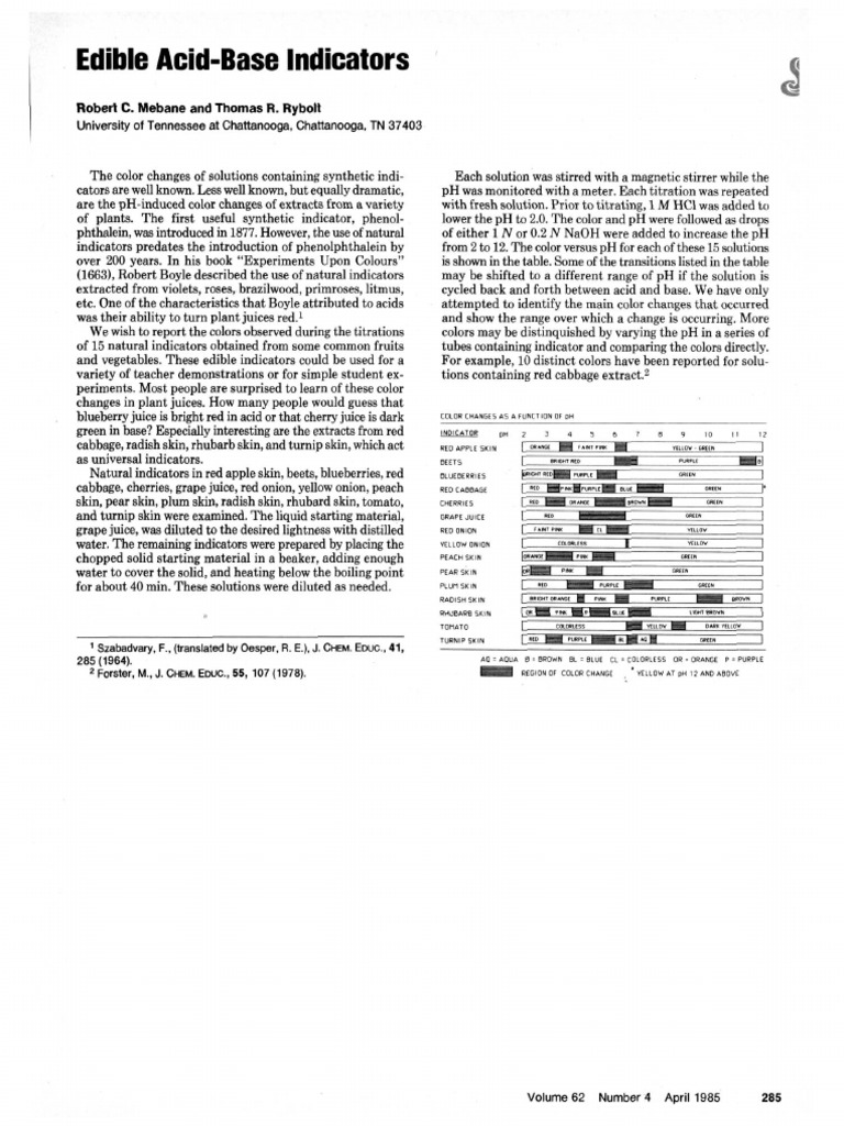 Edible pH Indicators from Fruits and Vegetables | PDF | Analytical ...