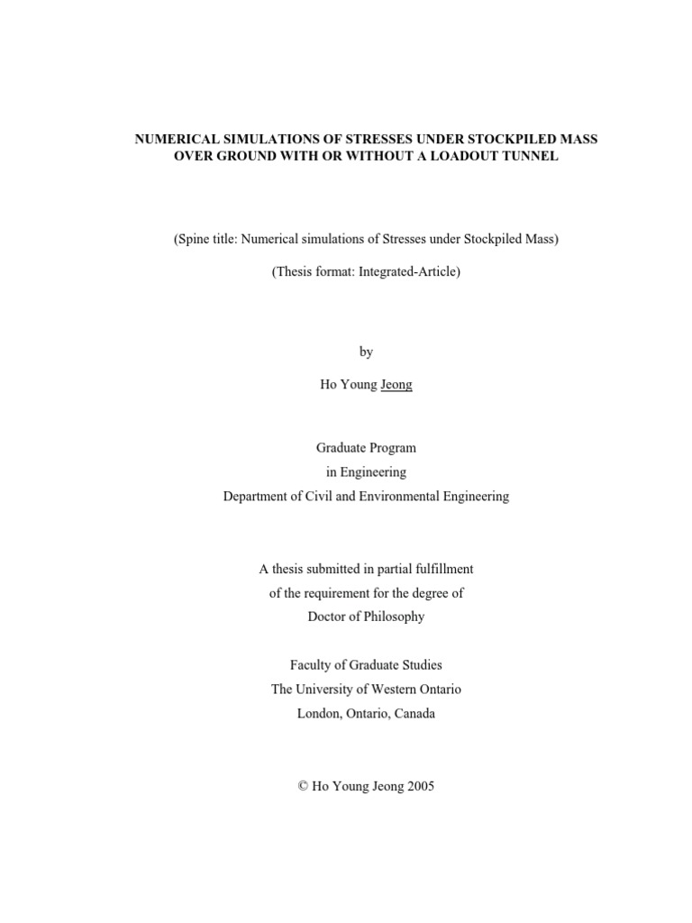 Abstract Jeong PHD Thesis 2005 | PDF | Stress (Mechanics) | Simulation