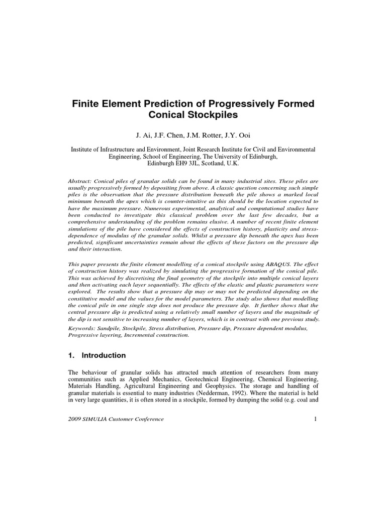 Finite Element Modeling of Conical Stockpiles | PDF | Young's Modulus ...