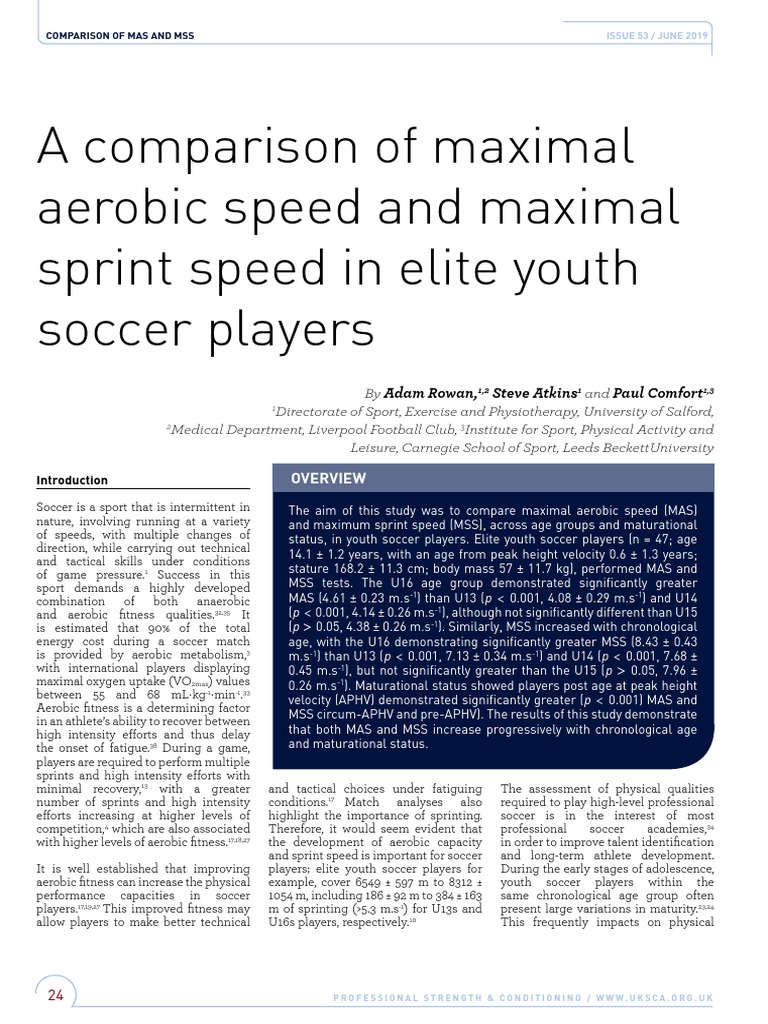 A Comparison of Maximal Aerobic Speed and Maximal Sprint Speed in Elite ... A Comparison of Maximal Aerobic Speed and Maximal Sprint Speed in Elite ...