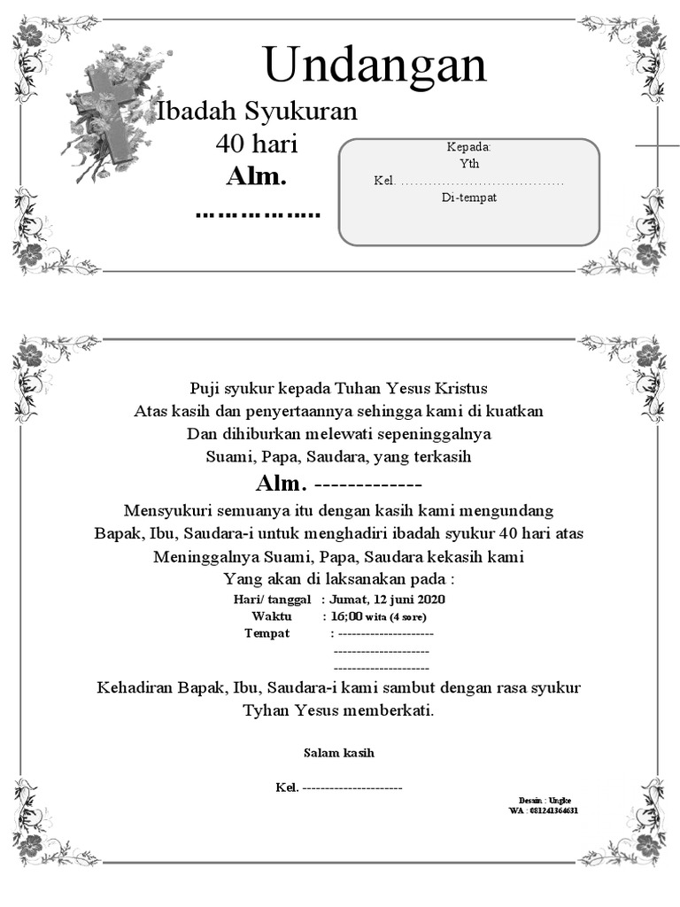 Undangan 40 Hari Desain Kristen Asa | PDF