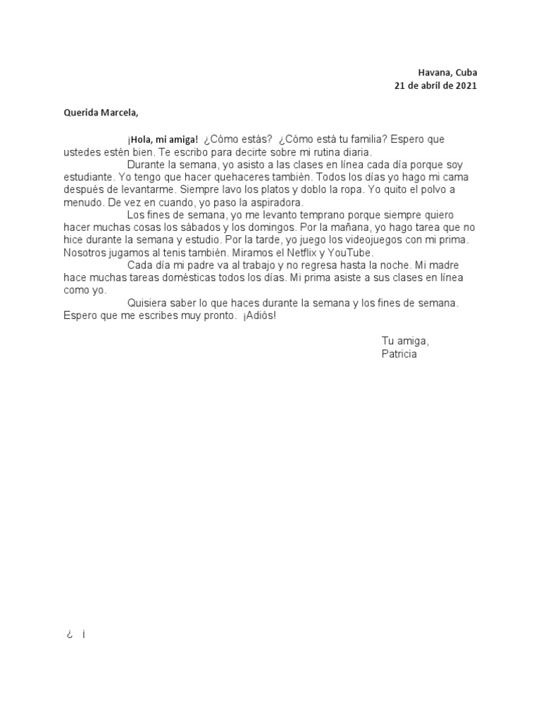 La Carta - Rutina Diaria | PDF