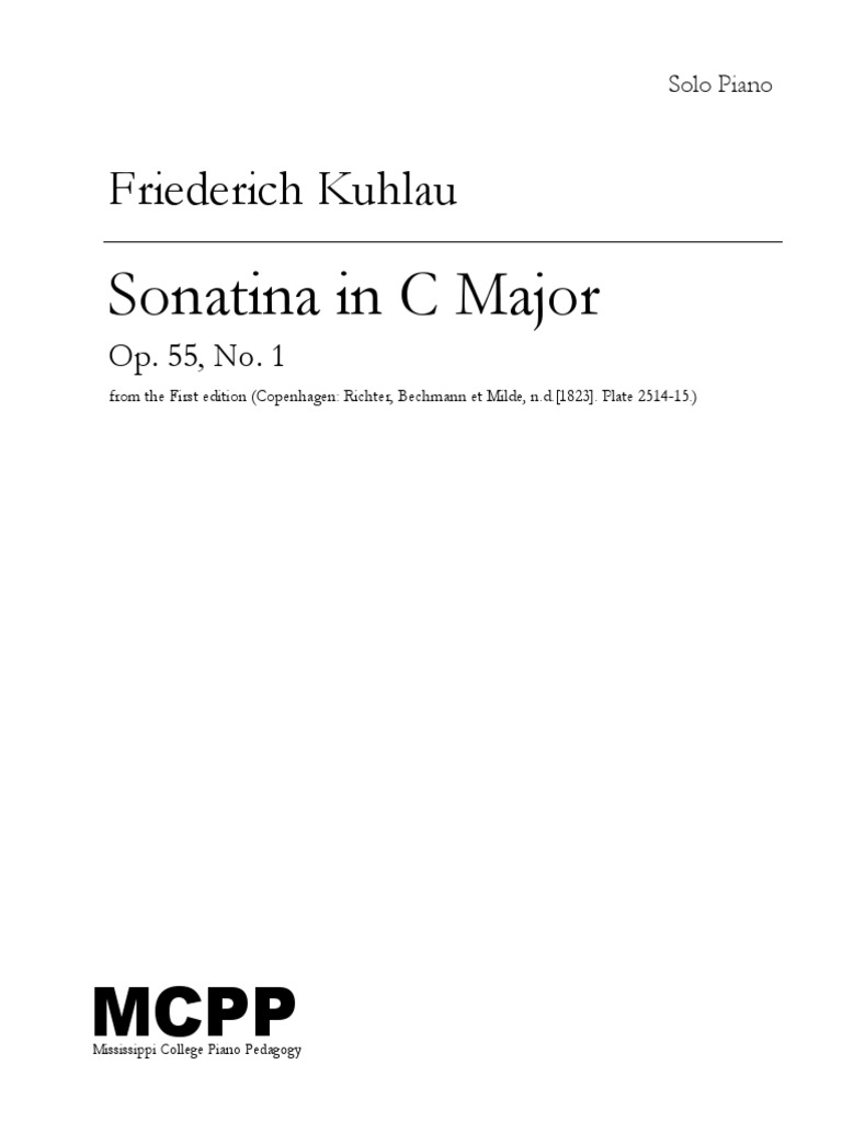 Partitura Completa - Piano Sonatina in C Major, Op.55 No.1 (Kuhlau ...