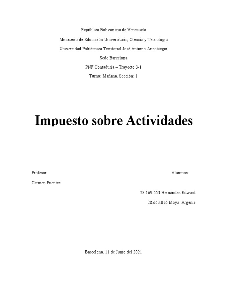 Impuesto Sobre Actividades Económicas | PDF | Impuestos | Pagos