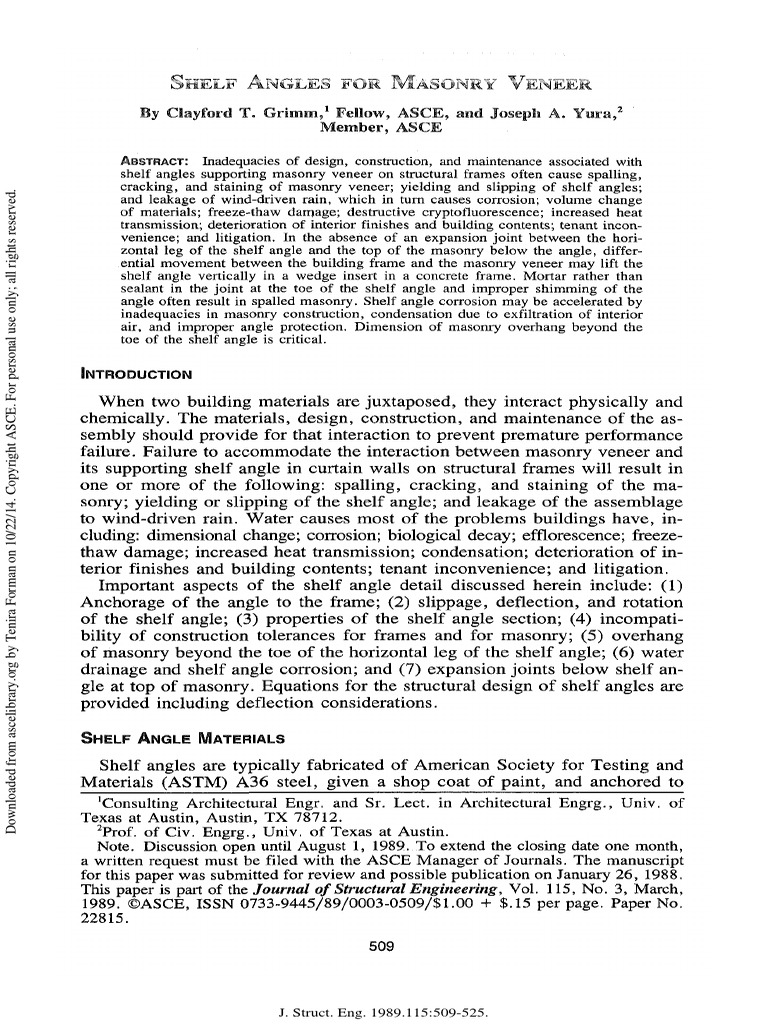 Shelf Angles For Masonry Veneer | PDF | Screw | Masonry