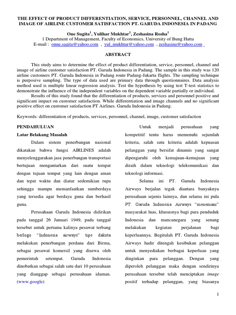 The Effect of Product Differentiation, Service, Personnel, Channel and ...