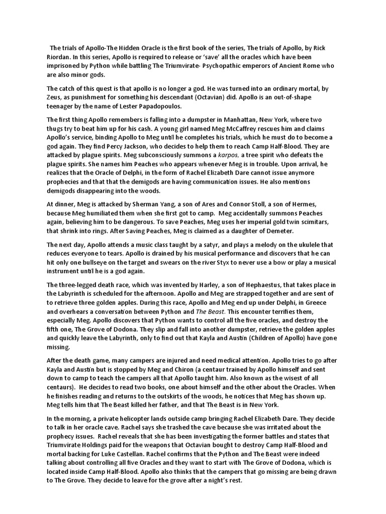 The Trials of Apollo-The Hidden Oracle | Mythology