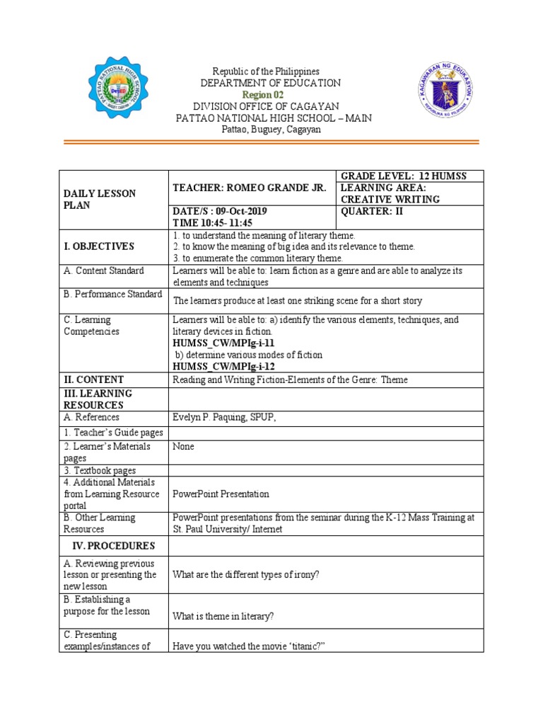 DLP Creative Writing 2.2 B.10.0 | PDF | Genre | Hero