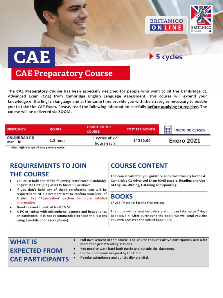 CAE Preparatory Course Details | PDF | International English Language ...