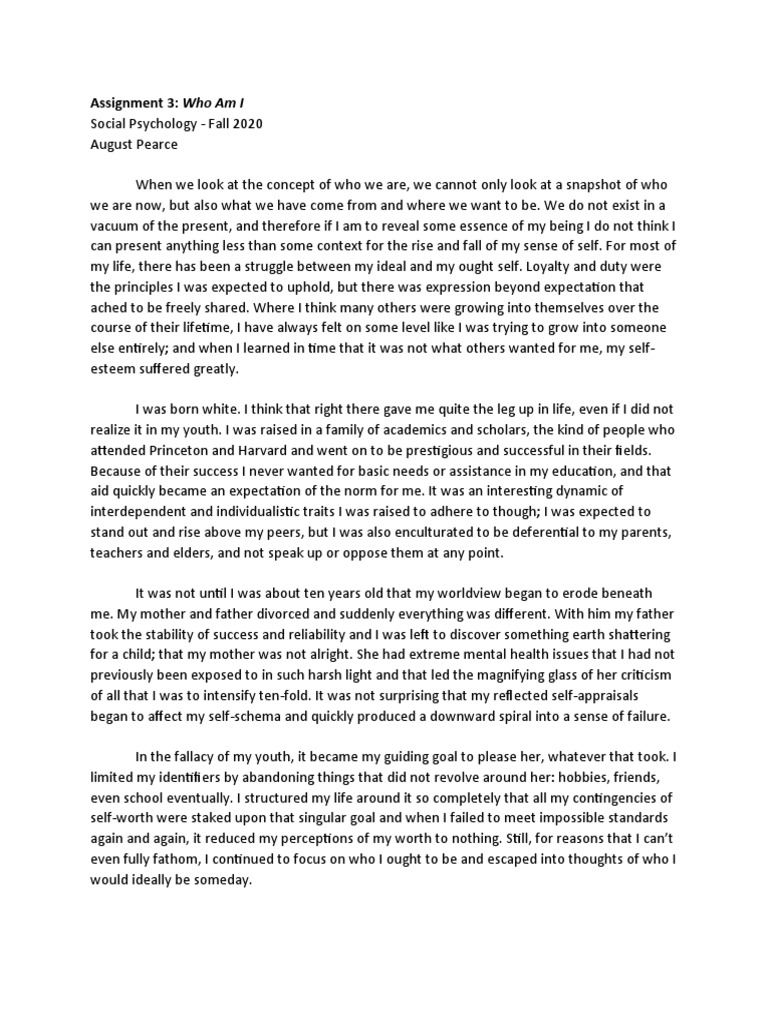 Assignment 3 - Who Am I | PDF | Self Esteem | Self