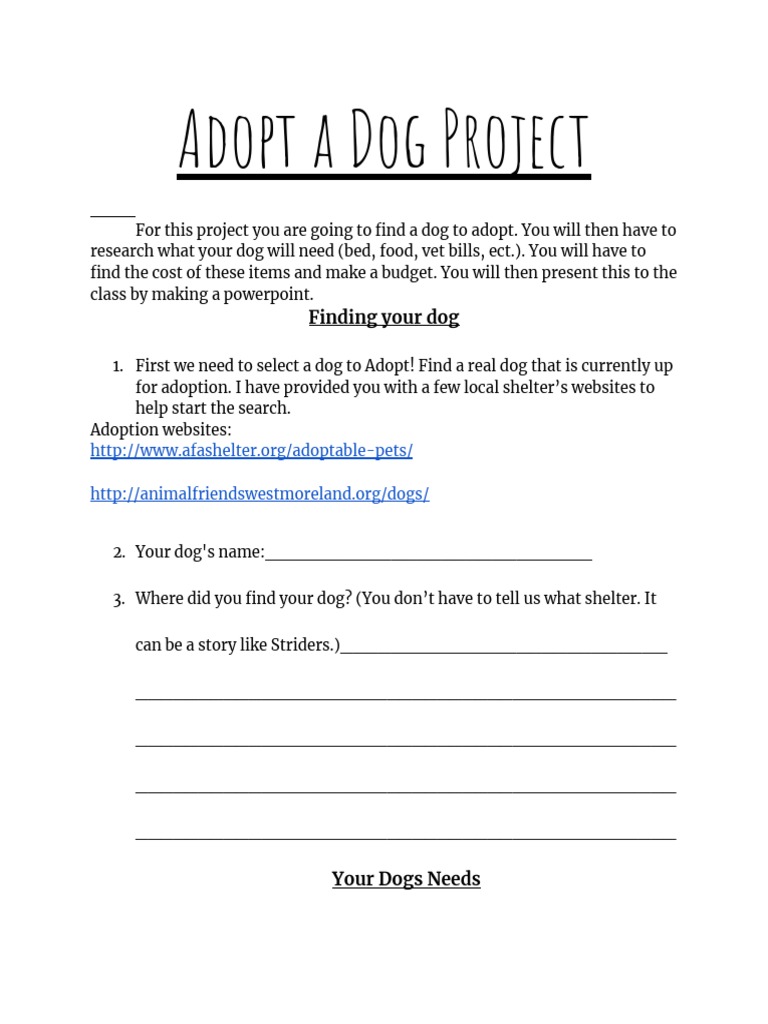 Dog Adoption Project Guide | PDF | Self-Improvement