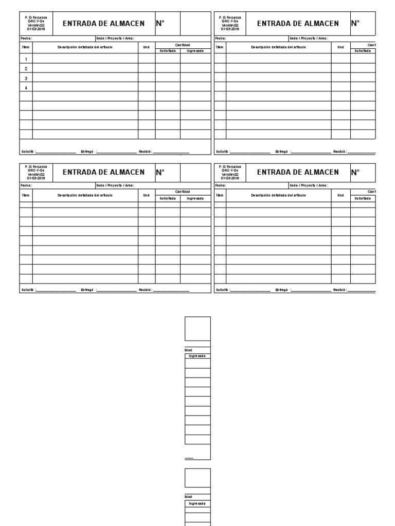 Registros de entrada y salida de almacén | PDF | Logística | Inventario